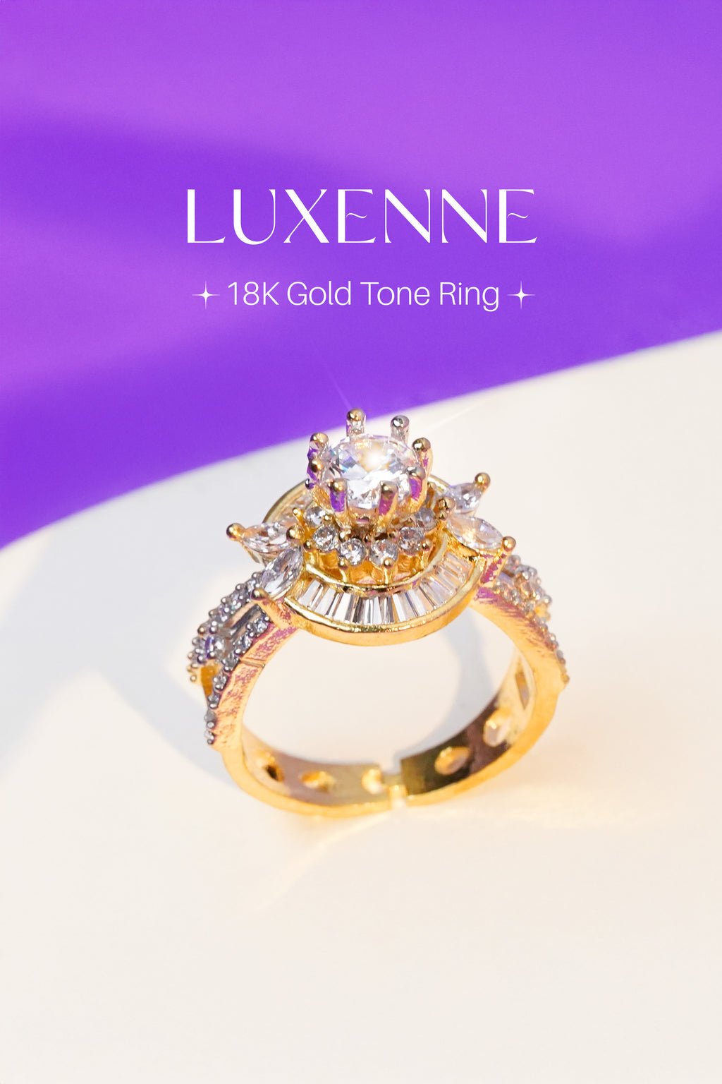 LUXENNE – 18K Gold Tone Plated Ring – Studd Muffyn