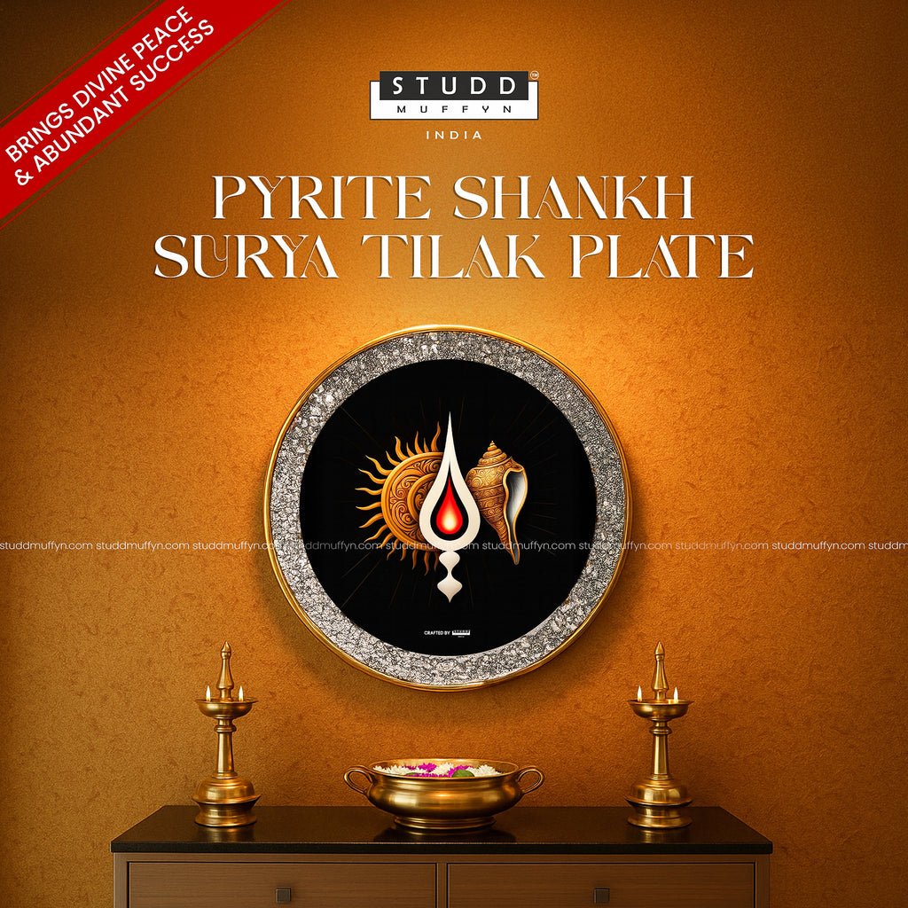 Pyrite Shankh Surya Tilak Plate [Round Plate] – Studd Muffyn