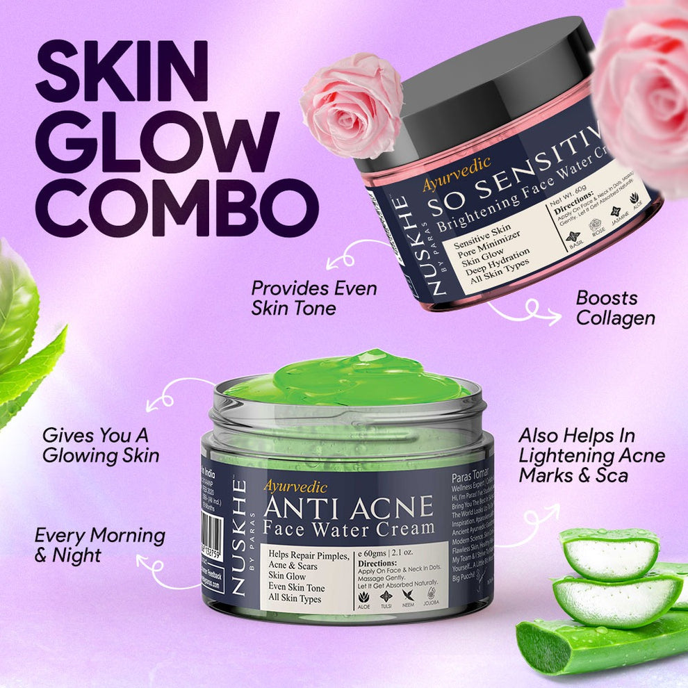 Nuskhe By Paras Skin glow Combo -Anti Acne Gel and Rose Water Gel -60 ...
